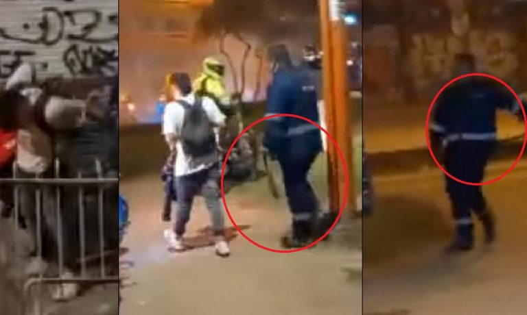 Padre cogió a correazos a su hijo durante protestas