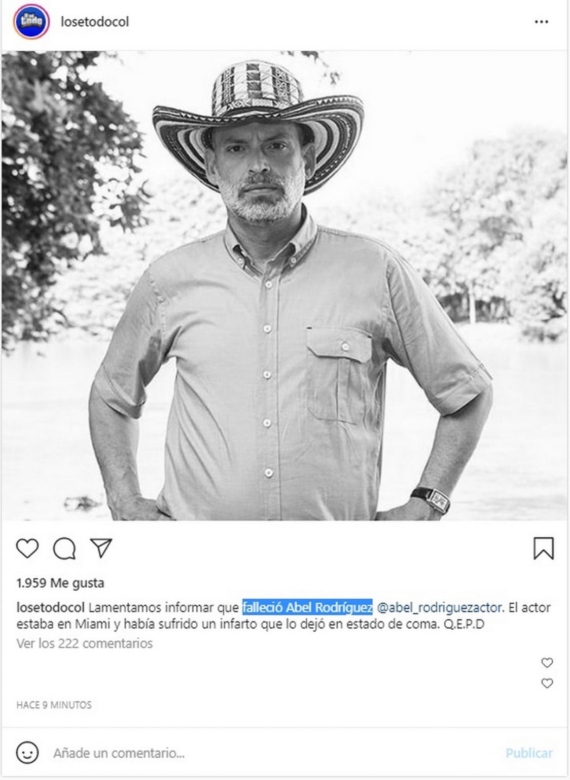 Falleció el actor Abel Rodríguez en Miami