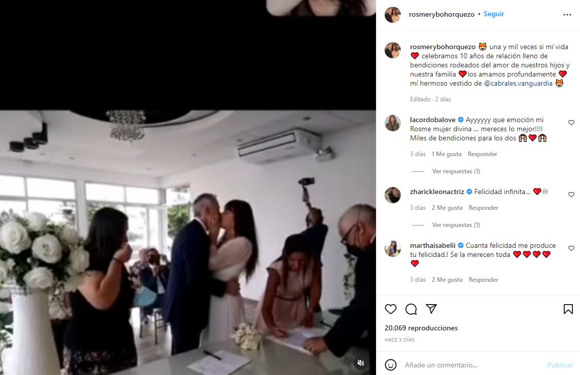 Los actores Rosmery Bohórquez y Javier Delgiudice se casaron