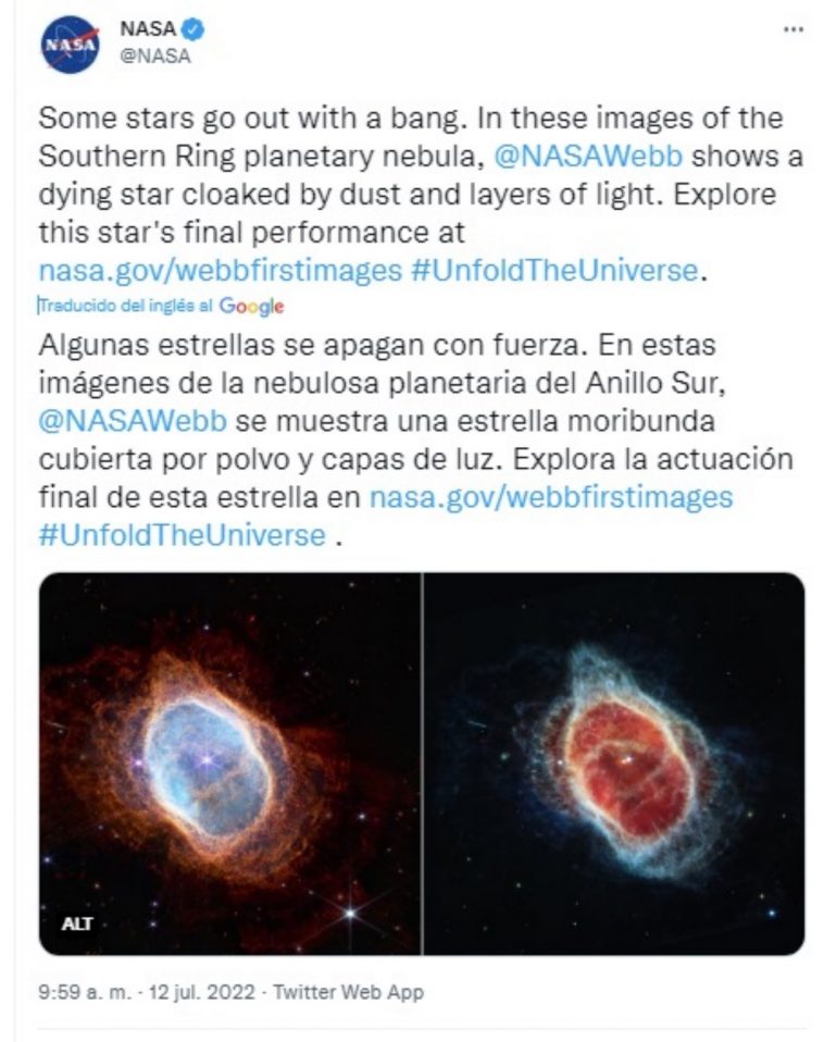 Nebulosas planetarias captadas por el telescopio James Webb