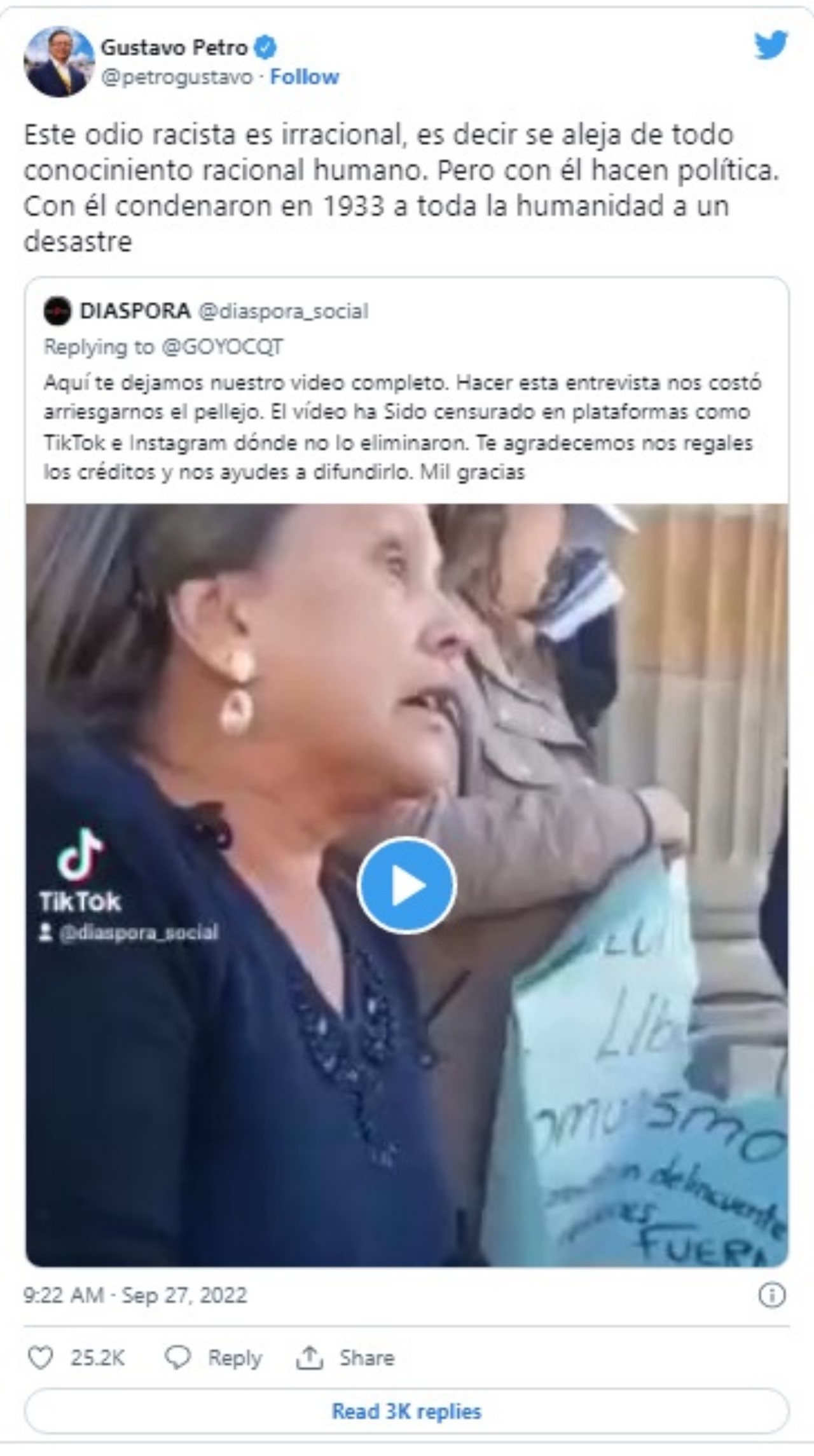 ¿Por racismo? Fiscalía investigará a mujer que llamó ‘simió’ a Francia Márquez