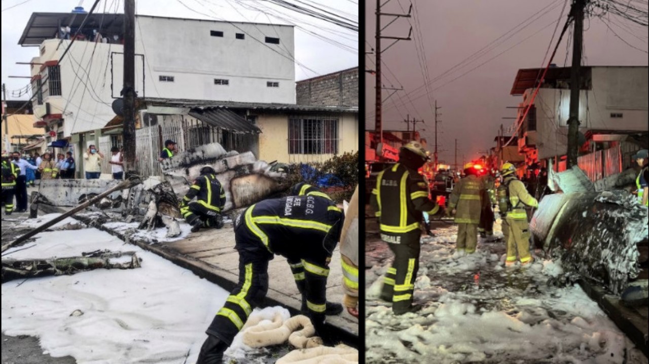Avioneta cae en una transitada calle de Guayaquil, Ecuador