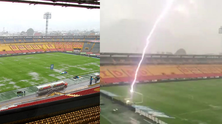 Momento en el que cayó un rayo en el estadio El Campín