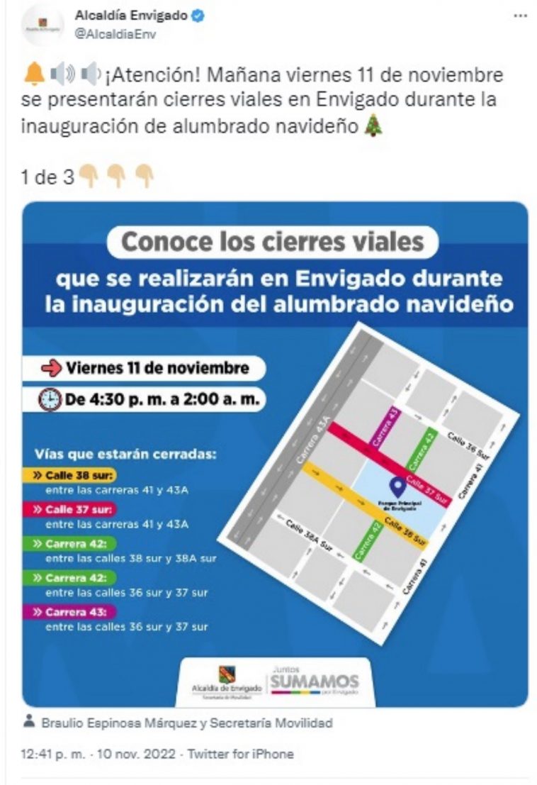 ¡Atención! Habrá cierres viales en Envigado durante la inauguración de ...