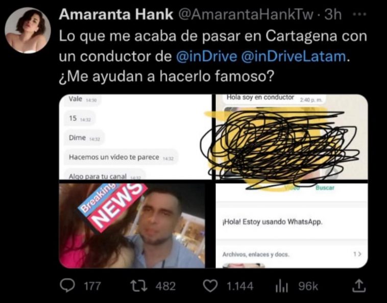 Amaranta Hank fue victima de acoso sexual por un conductor de Indriver