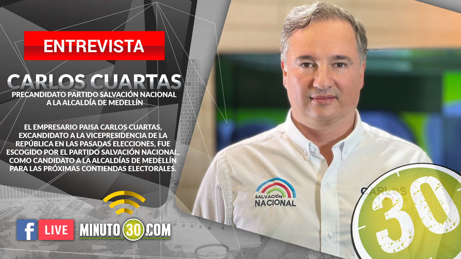 [VIDEO] Carlos Cuartas será el candidato de Salvación Nacional a la ...