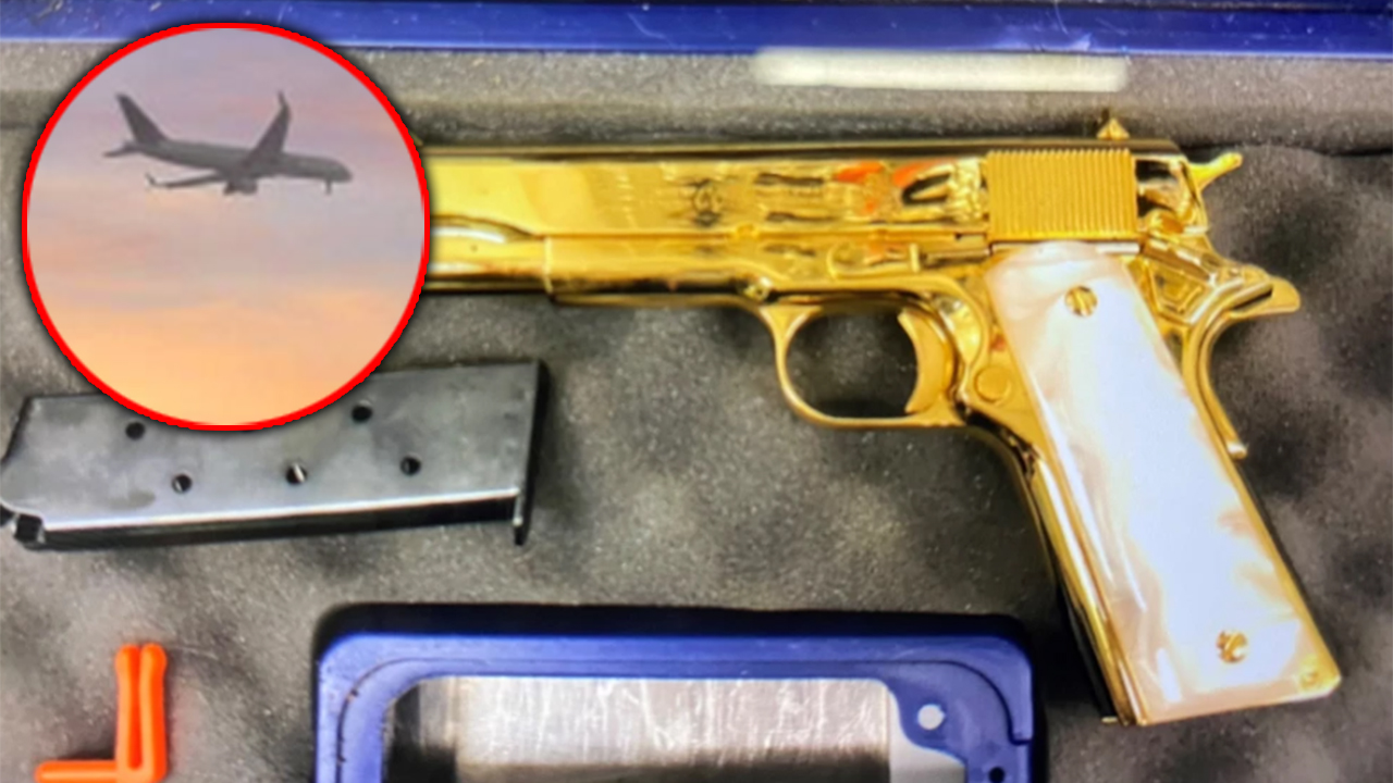 ¡Con pistola de oro a bordo! Por llevar un arma bañada en oro de 24 ...