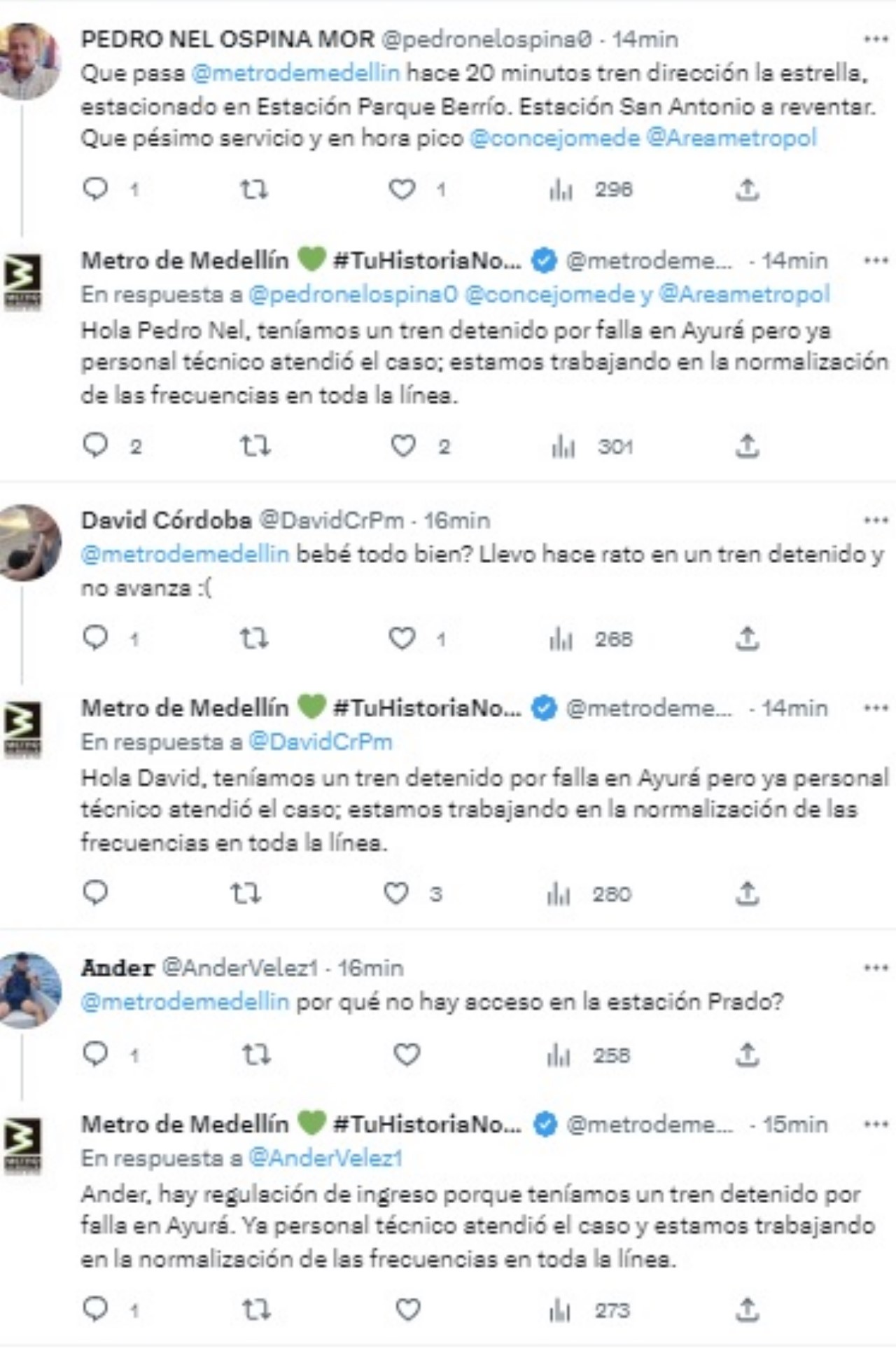 [VIDEO] El Metro de Medellín informó que hay un tren detenido por falla en Ayurá y afectó ...