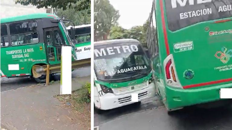 VIDEO. ¿Muy afanados? Dos buses se chocaron en toda la curva de la ...