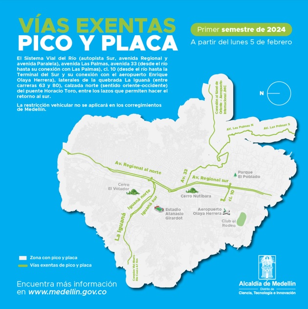 Estas son las vías exentas del Pico y Placa en Medellín | Minuto30