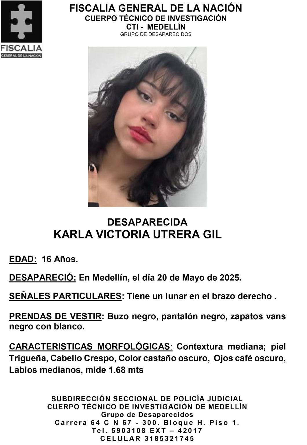 La menor Karla Victoria Utrera desapareció en Medellín - Minuto30