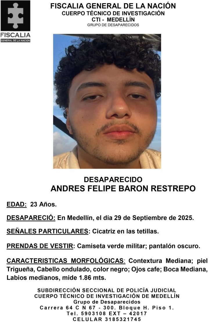 Andrés Felipe Barón desapareció en Medellín | Minuto30
