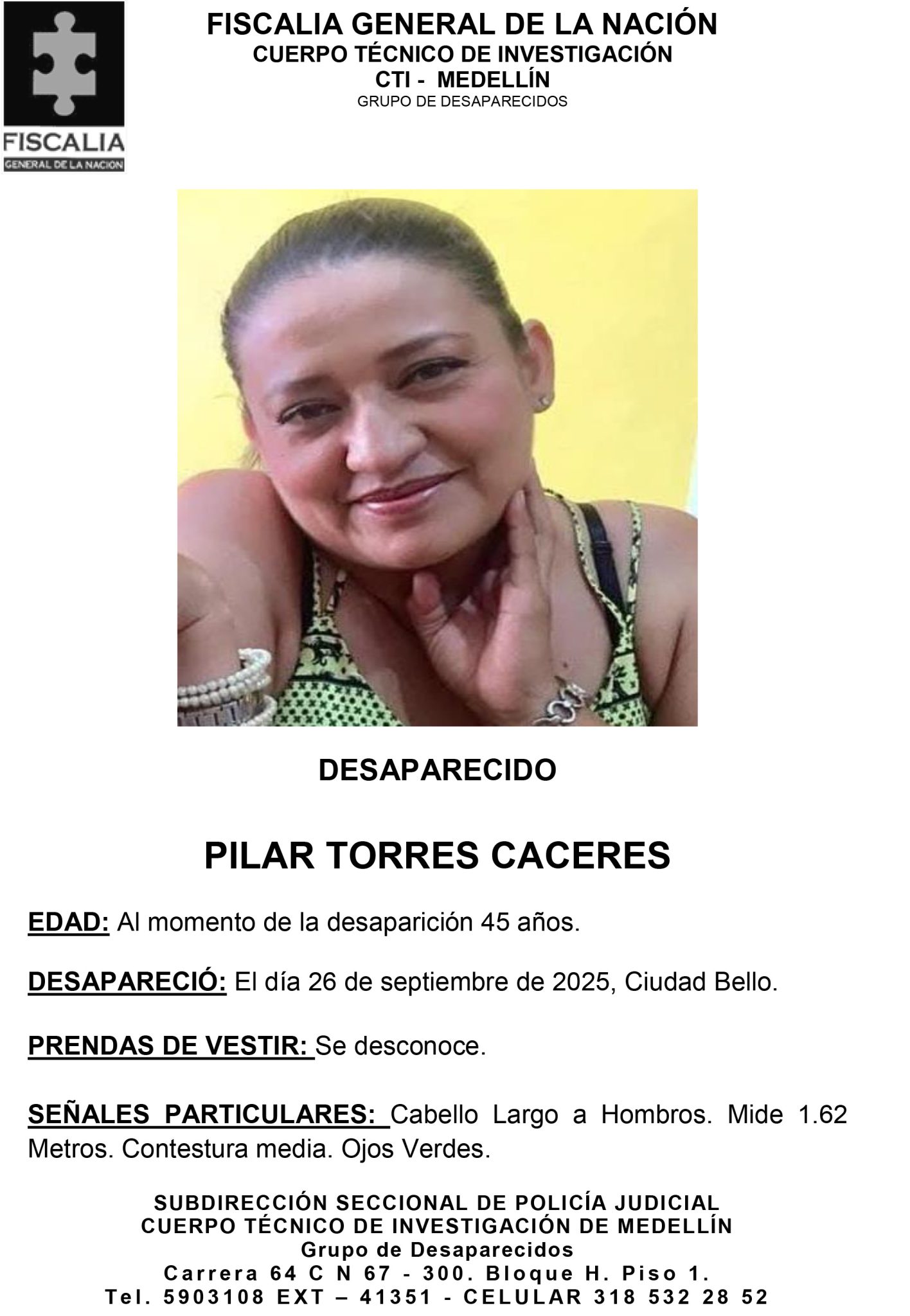 Pilar Torres Cáceres desapareció en Bello | Minuto30