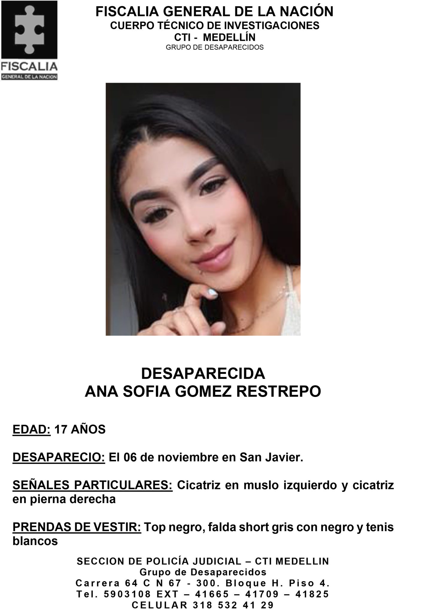 La menor Ana Sofía Gómez desapareció en Medellín - Minuto30